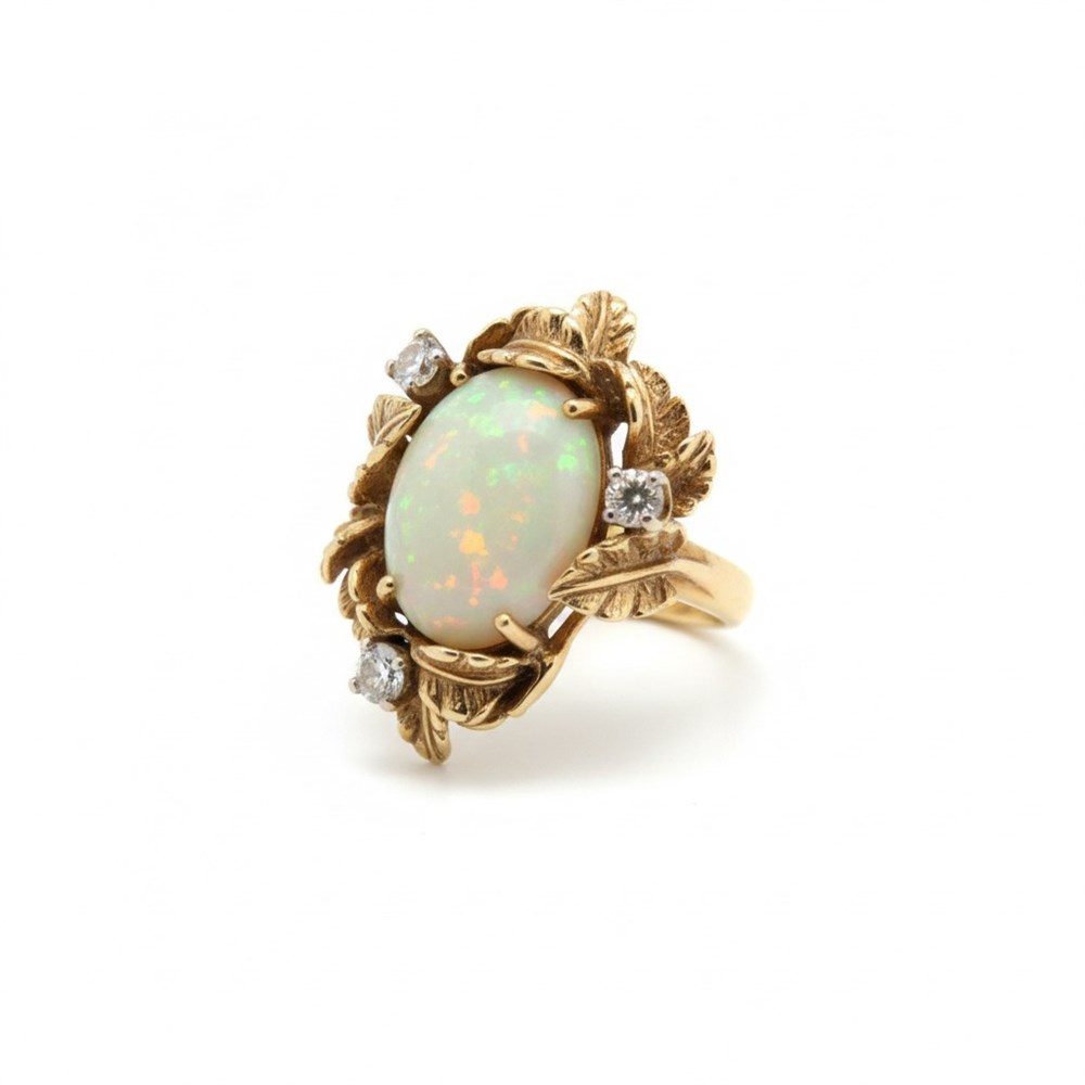 ShopTheSalvationArmy - Vintage 14KP Gold Opal and Diamond Ring - Size 7 ...