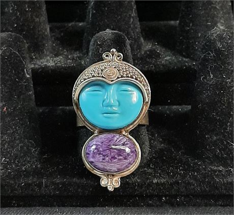 ShopTheSalvationArmy - Sterling Silver Face Ring - Blue Stone/Purple ...