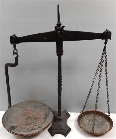 ShopTheSalvationArmy - Vintage Iron Balance Scale - Copper Trays