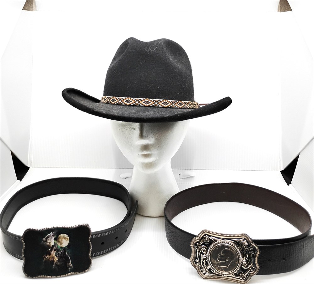 ShopTheSalvationArmy - Black Wool Western - Style Fedora Hat with Two ...