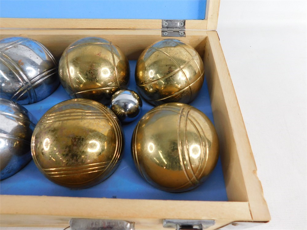 ShopTheSalvationArmy - Vintage Chrome & Gold Boules Bocce Ball Set with ...
