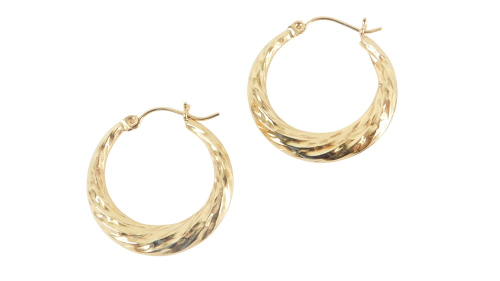 ShopTheSalvationArmy - Vintage 14K Yellow Gold Hoop Earrings – 1 1/8 ...