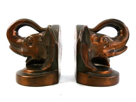 ShopTheSalvationArmy - 2 Cast Metal Copper Tone Elephant Head Bookends ...