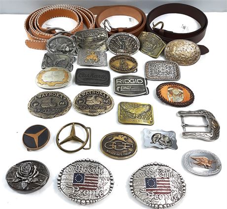 ShopTheSalvationArmy - Large Unique Belt Buckle Lot with Three XL Belts