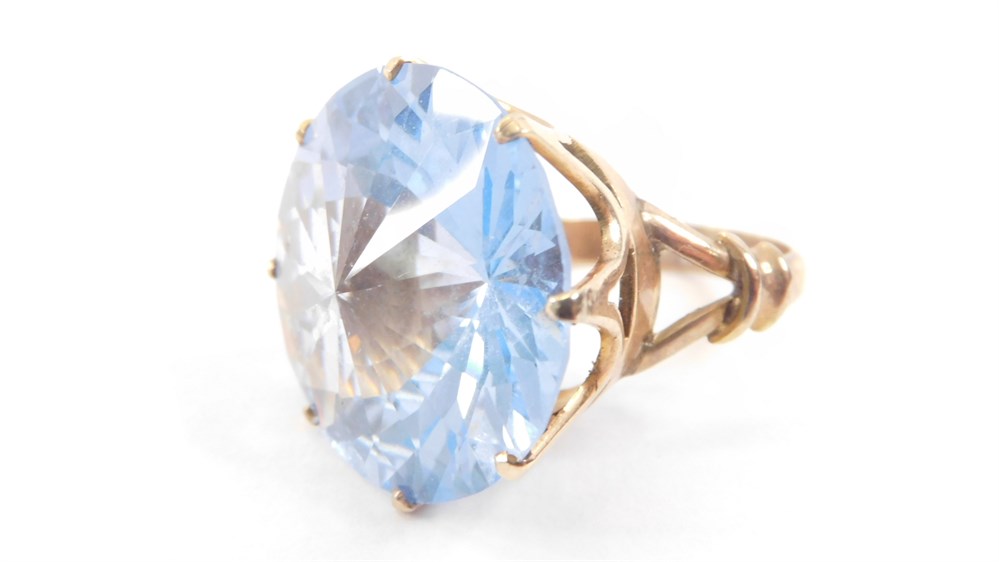 ShopTheSalvationArmy - Vintage 14K Gold Ring with Large Blue Stone ...