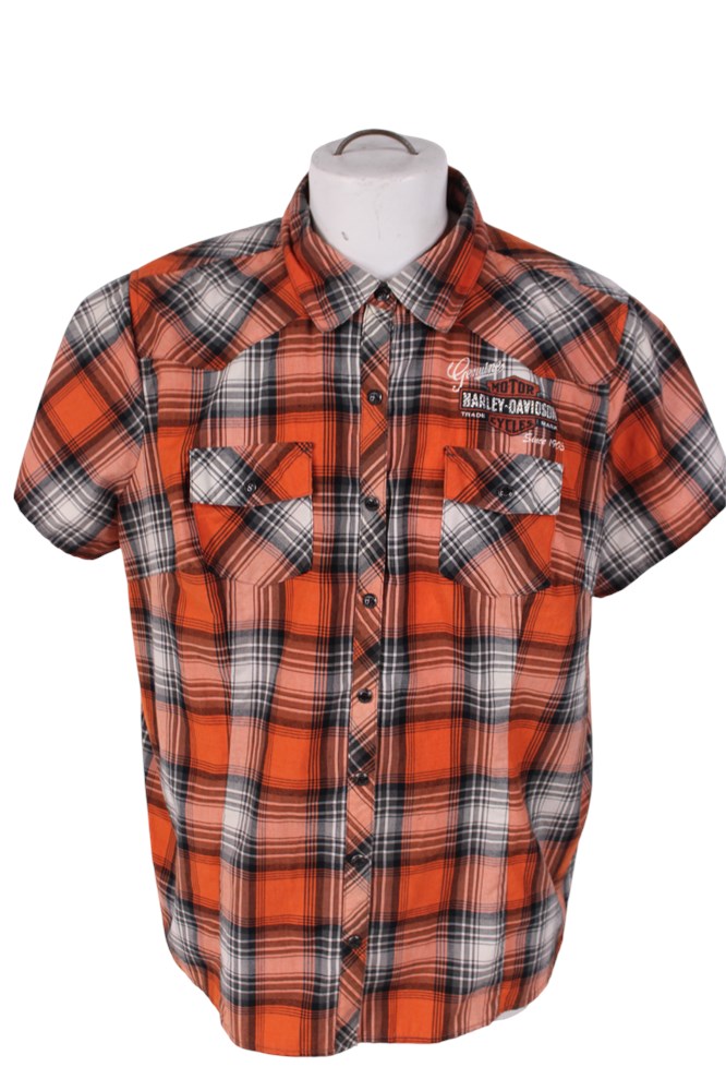 ShopTheSalvationArmy - Harley Davidson Oil Can Plaid Short Sleeve Shirt ...