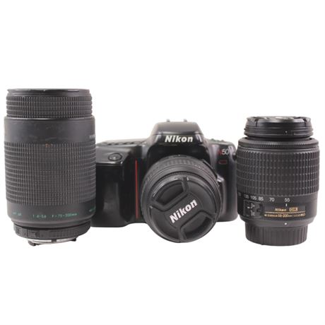 ShopTheSalvationArmy - Nikon N50 Film Camera with 2 Lenses, Untested 9225